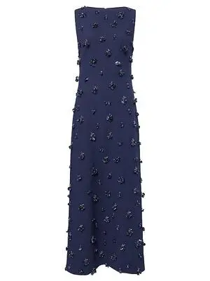 Simkhai Claudia Jewel-embellished Woven Midi Dress - Midnight