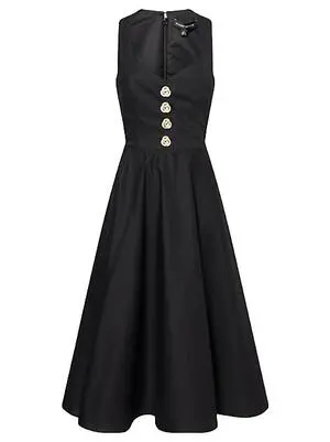 NADINE MERABI Sweetheart Neckline Sleeveless Midi Dress - Black