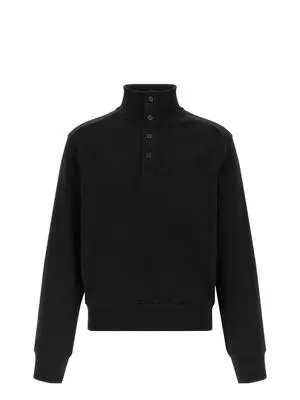 ENTIRE STUDIOS Port Buttoned High Neck Sweatshirt - Black