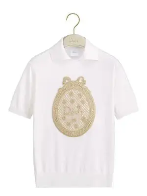 Dior Short-sleeved Polo Sweater With Medallion Detail - White