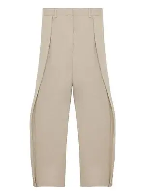 Loewe Wide-leg Side-flap Cotton-blend Trousers - Beige