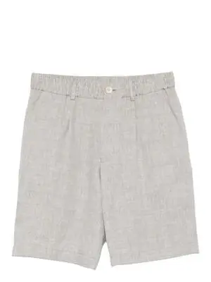 Brunello Cucinelli Herringbone Pleated Shorts - White