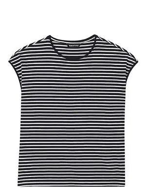 WHISTLES Whistles Striped Cap-Sleeve Cotton T-Shirt