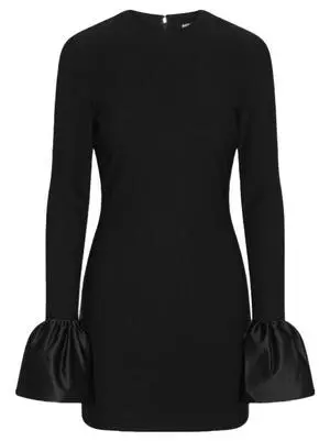 ROTATE BY BIRGER CHRISTENSEN Long-sleeve Fitted Mini Dress With Ruffled Cuffs - Black