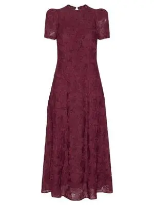 ROTATE BY BIRGER CHRISTENSEN ROTATE Short-Sleeve Floral Lace Midi Dress