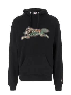 ICECREAM Animal Print Running Dog Hoodie - Black