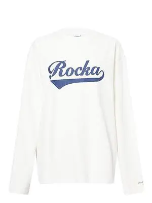 RU & ROCKA Long Sleeve Cotton Jersey T-shirt With Brand Logo - White