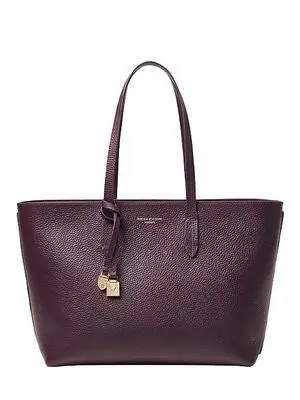 ASPINAL OF LONDON Zipped East West Leather Tote Bag - Fig