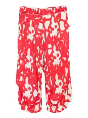 RUNDHOLZ Abstract Print Gathered Trousers - Red