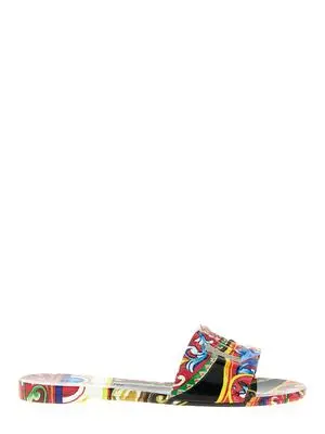 Dolce & Gabbana Bianca' Slides With 'carretto' Print - Multicolor
