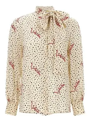 Valentino Garavani Printed Silk Shirt With Lavalliere Collar - Multicolor