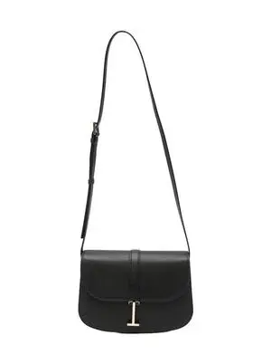 TOM FORD Leather Grained Shoulder Bag With T-clasp - Black