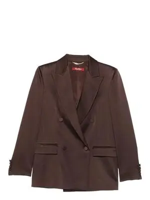 Max Mara Double-breasted Satin Blazer - Brown