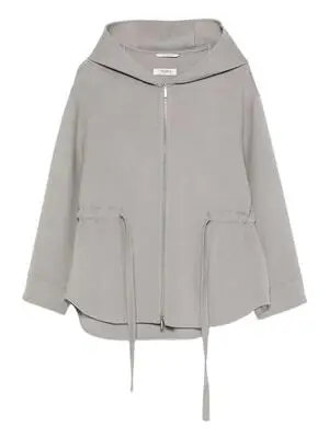 Max Mara Grey Wool Hooded Zip-up Jacket - Gray