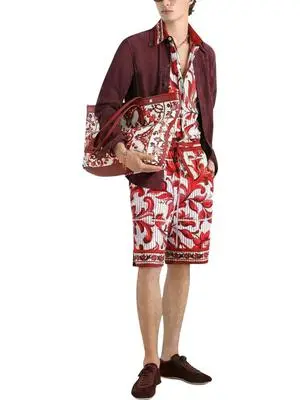 Dolce & Gabbana Majolica-print Striped Poplin Hawaii Shirt - Red