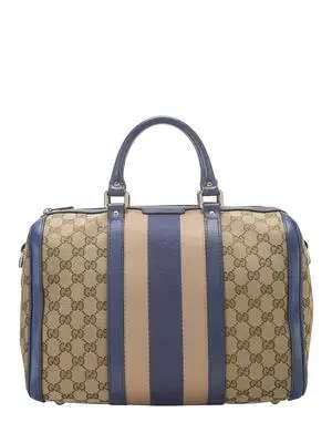 Gucci Gg Web Boston Handbag - Blue