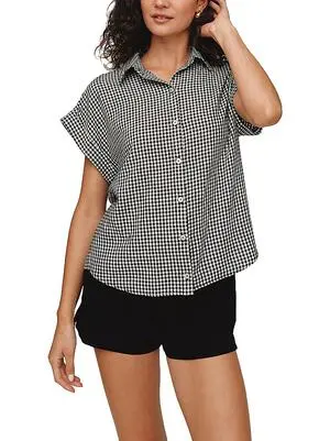 Bella Dahl Bella Dahl Short Sleeve Gingham Shirt Black Micro Gingham