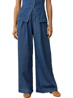 MARINE LAYER Marine Layer Allison Pleated Wide Leg Denim Pants