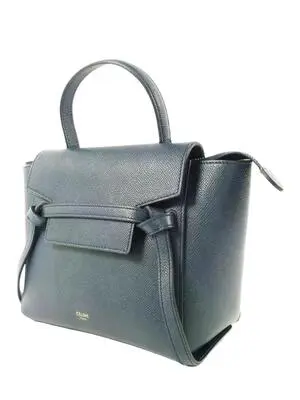 Celine Grained Leather Belt Tote Bag - Blue