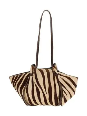 Yuzefi YUZEFI Mochi Pony Zebra Print Leather Tote Bag Multicolor