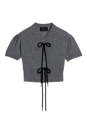 Simone Rocha Cropped Cashmere Cardigan With Chenille Bows - Multicolor