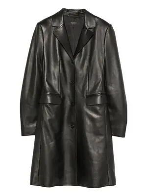 Gucci Leather Single-breasted Coat - Black