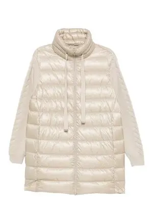 Herno Long Zip-up Down Jacket With Stand Collar - Cream