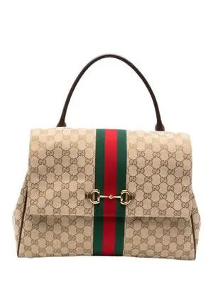 Gucci Monogrammed Tote Bag With Web Stripe - Multicolor