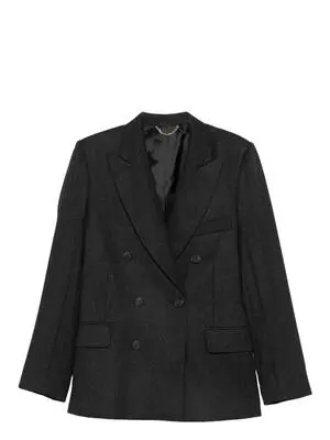Victoria Beckham Grey Wool Double-breasted Blazer - Gray