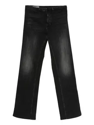 Gucci Faded Effect Denim Bootcut Jeans With Web-stripe Detailing - Black