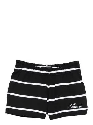 Amiri Striped Embroidered Logo Shorts - Black