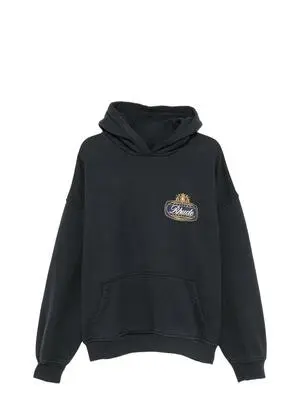 Rhude Cotton Graphic Print Hoodie - Black