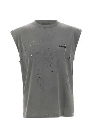 Satisfy SATISFY Mothtech Distressed Sleeveless T-Shirt Gray