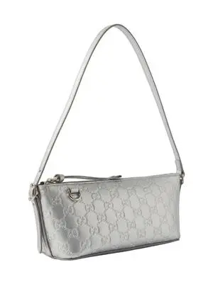 Gucci Gucci GG Emblem Metallic Shoulder Bag Silver