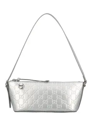Gucci Gucci GG Emblem Metallic Shoulder Bag Silver