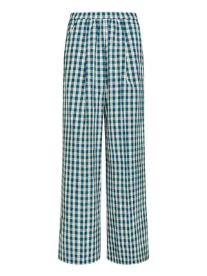 FORTE_FORTE Palazzo Pants In Gingham Check - Peacock