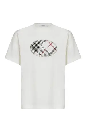 Burberry Burberry Men Chalk White Cotton Knight Stamp Check T-Shirt Multicolor