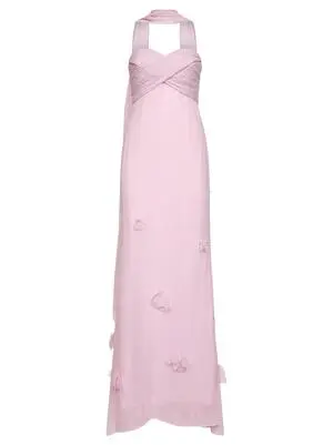 SELF-PORTRAIT Georgette Maxi Dress With Scarf Detail - Multicolor