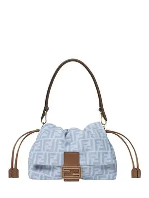 Fendi Light Blue Ff Denim Baguette Mamma Bag - Multicolor