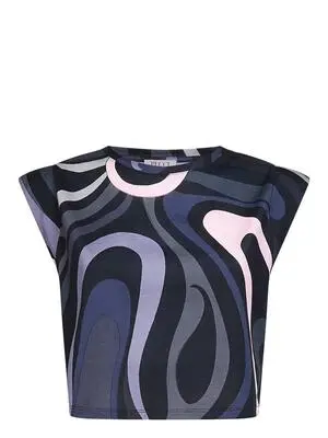 EMILIO PUCCI PUCCI Marmo Print Cotton Cropped Top