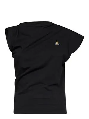 VIVIENNE WESTWOOD Vivienne Westwood Black Cotton Jersey Draped Top Multicolor