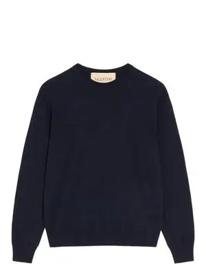 Valentino Garavani Wool Jumper With Vlogo Embroidery - Blue