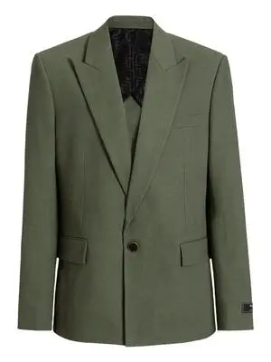 Balmain Cotton Twill 1-button Jacket - Khaki