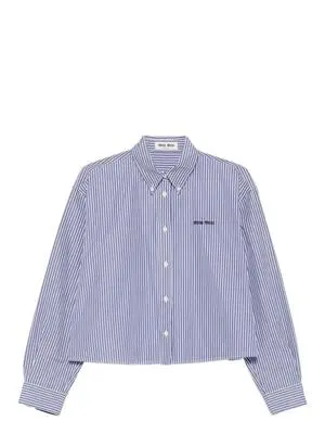 Miu Miu Micro Pinstripe Poplin Shirt - Blue
