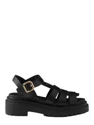 Prada Leather Fisherman Flatform Sandals - Black
