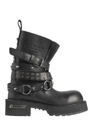Balenciaga Buckled Leather Boots - Black