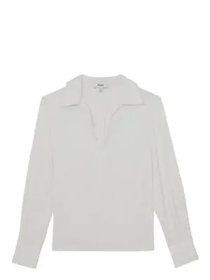 REISS Orla Open-collar Stretch Silk-blend Blouse - Ivory