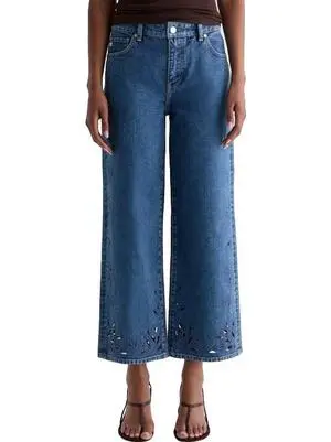 Ag AG Saige Wide Leg Crop Jeans With Cutout Details Malbec
