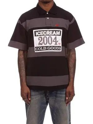 ICECREAM Strawberry Appliqué Polo Black