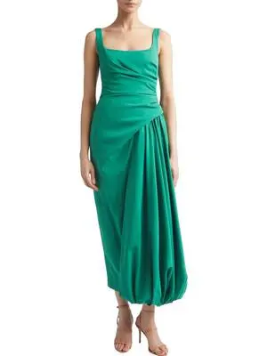 Lela Rose Asymmetric Faille Bubble Dress - Fern
